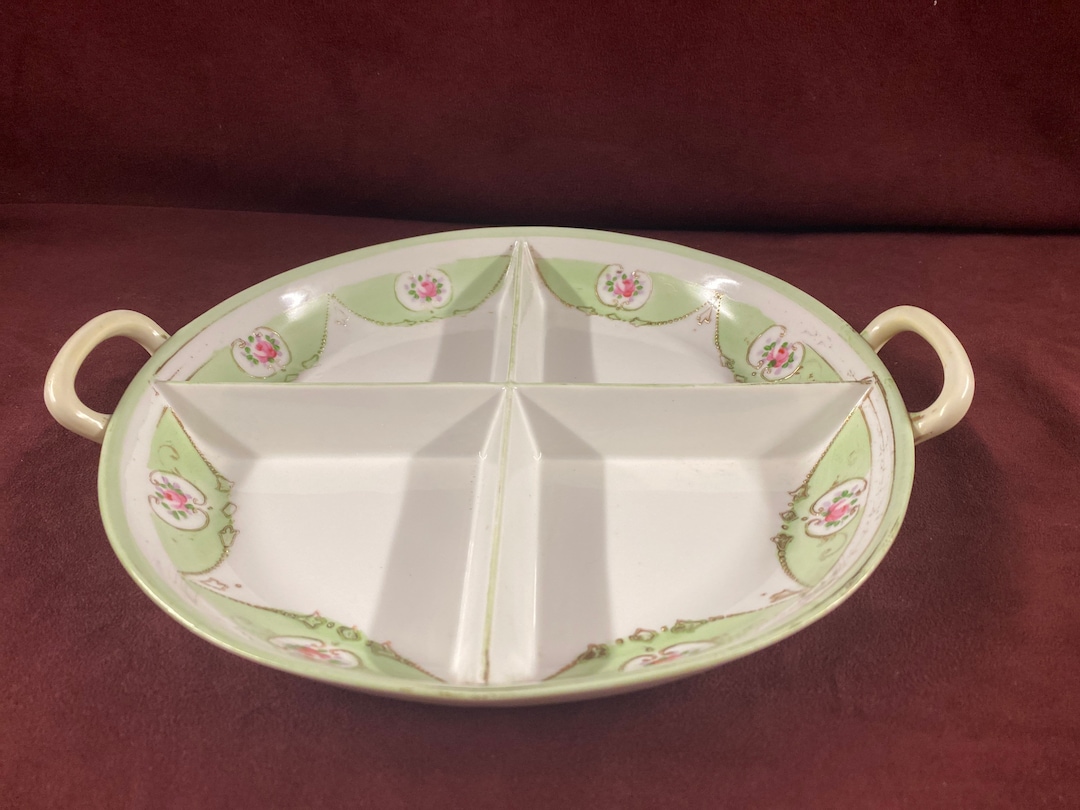 Vintage Nippon Hand Painted Divided Serving Tray, Relish Dish, 4 ...