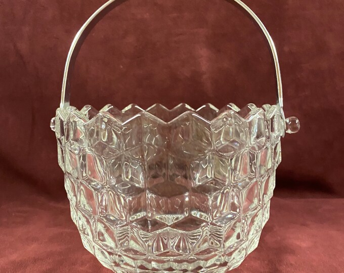 Vintage Fostoria Crystal Glass Ice Bucket With Metal Handle, 6 ...