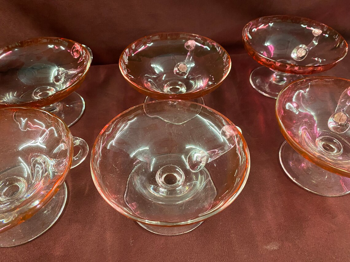 Vintage 7 Piece Rubina Optic Glass Table Set Handled Compote - Etsy