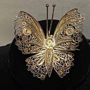 Vintage Sterling Silver Peru Butterfly Filigree Brooch or Pin, Gorgeous ...