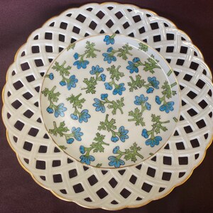 Rare Pair of 1887 Porcelain Cabinet Plates, Signed Antique, Lattice ...
