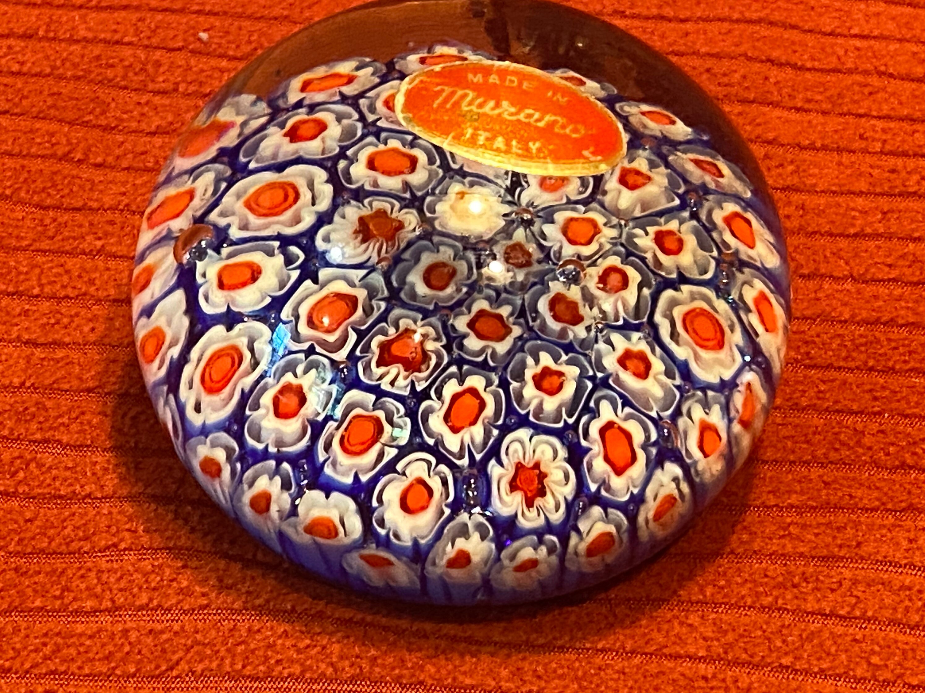 Paperweights Collectibles Murano Italy White Floral Millefiori ...