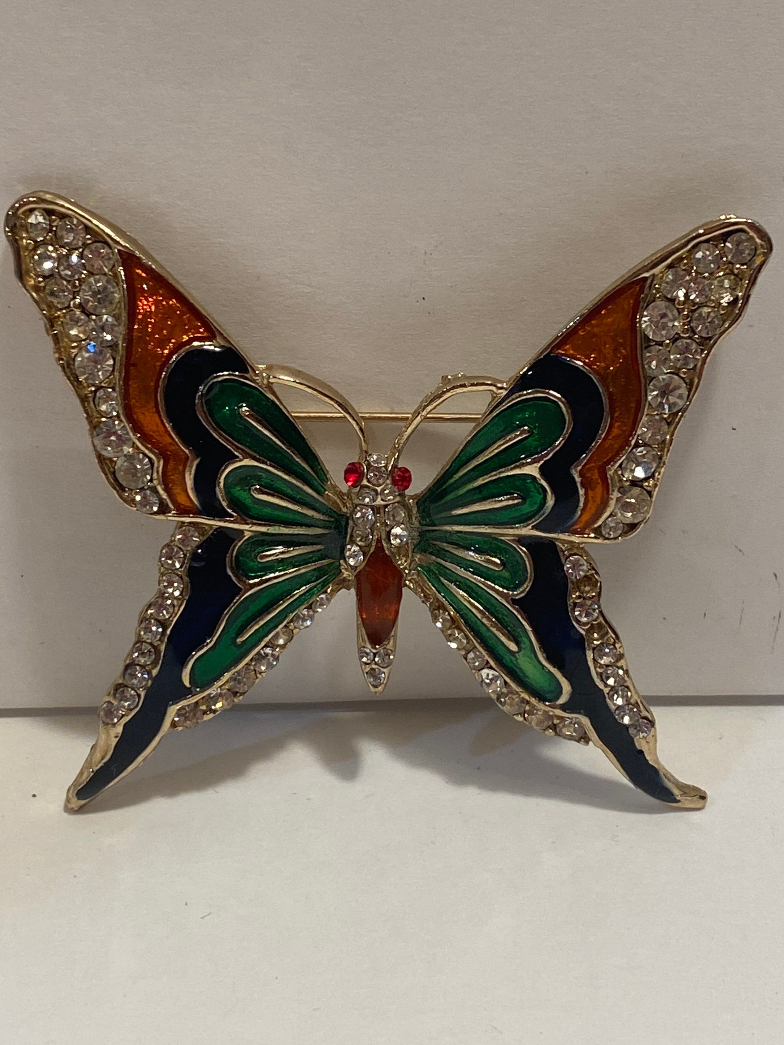 Vintage Gorgeous Rhinestone and Enamel Butterfly Brooch or - Etsy