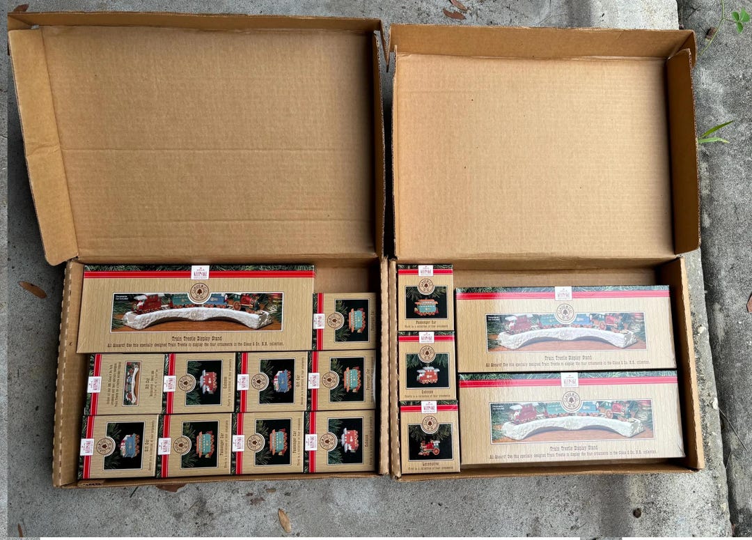 1981 Hallmark Train Set Christmas Ornaments: Locomotive, Passenger ...