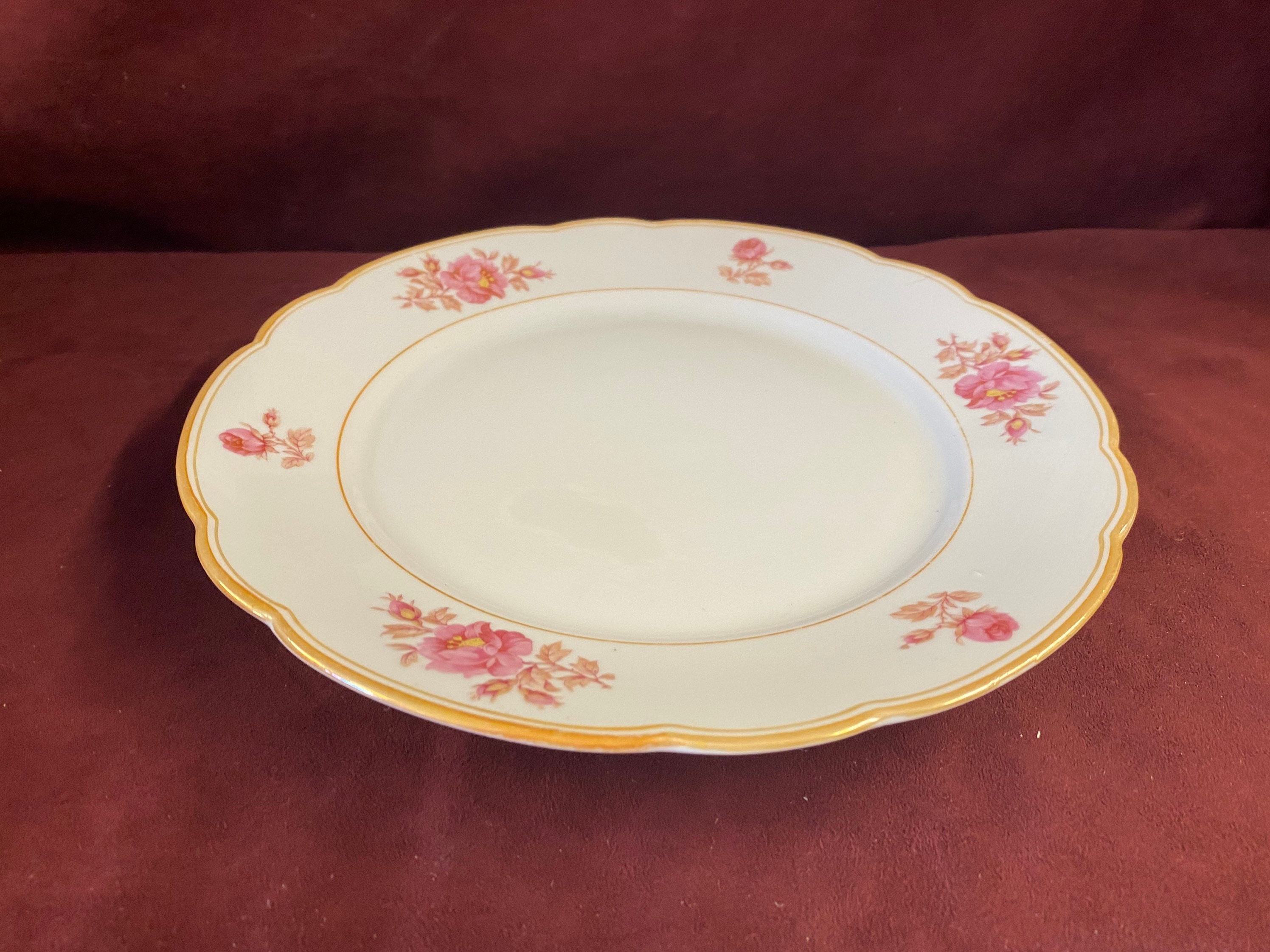 Vintage Zeh Scherzer Bavaria Porcelain Dinner Plates: Pink Flowers ...