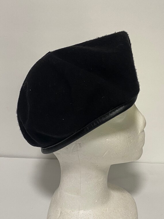 Vintage US Made Black Army Garrison Collection Wool H… - Gem