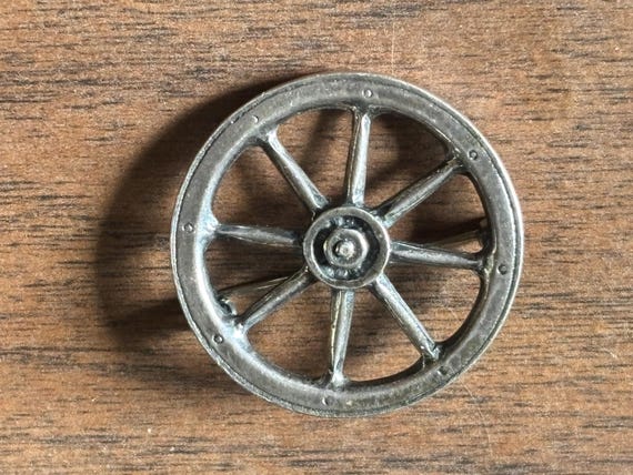 Celtic Symbol Taranis Wheel Brooch or Pin, Silver Col… - Gem