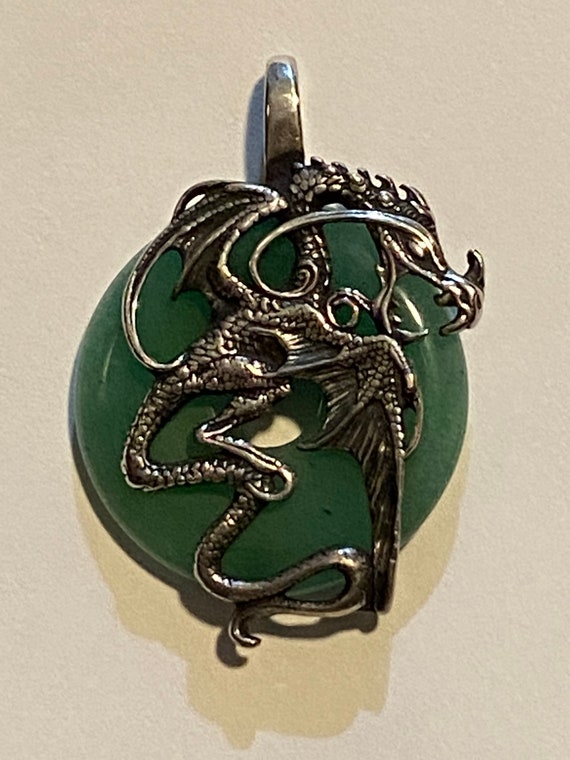 Vintage Extraordinary Chinese Dragon Pendant with Jad… - Gem