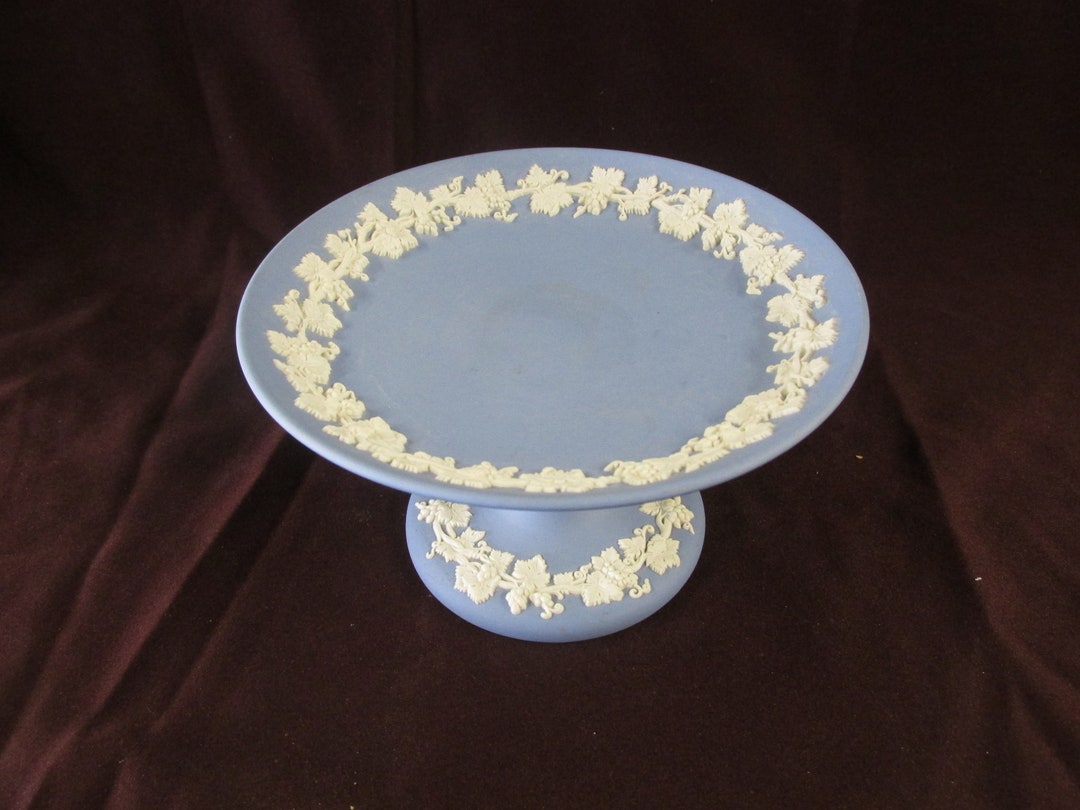 Wedgwood Jasperware Blue Grapevine Pattern Pedestal Dish, Tazza Stand ...