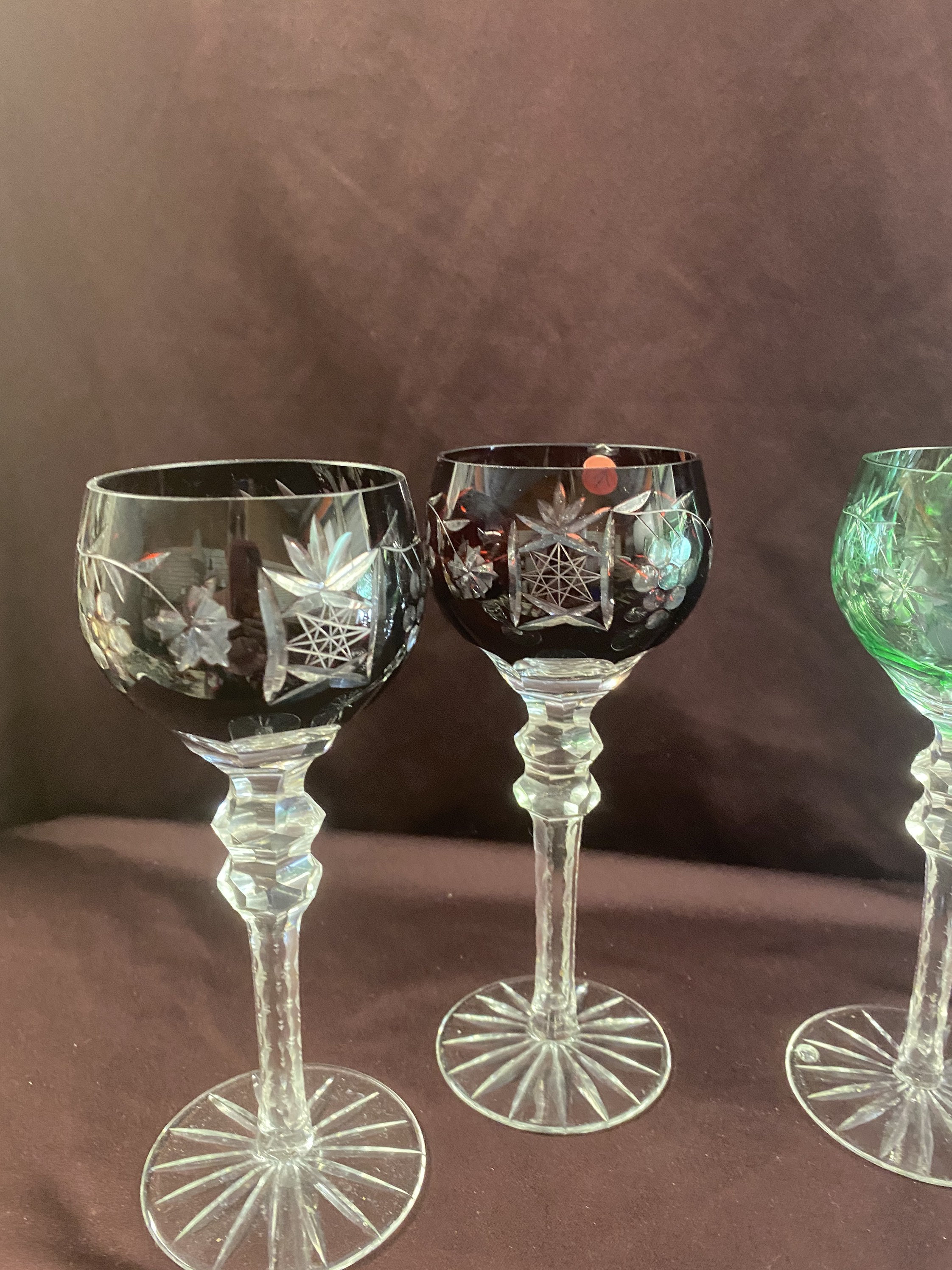 Vintage Set of 4 Large AJKA Marsala Wine Hocks Goblets Cut | Etsy