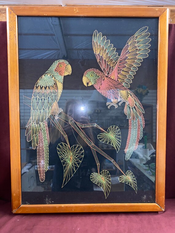 Vintage Retro Large Pin on String Art Oak String Framed Art | Etsy