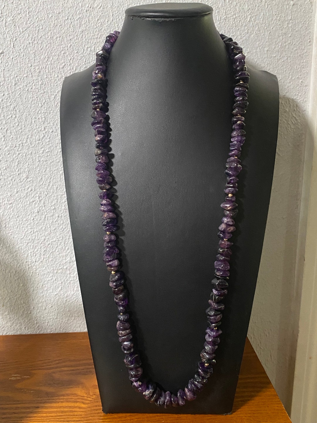 Gorgeous 14K Gold Clasp and 14K Gold Ball Amethyst Stone Necklace, 29-1 ...