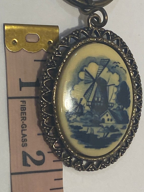Vintage Delft Blue Holland Windmill Cameo-Like Key Ch… - Gem