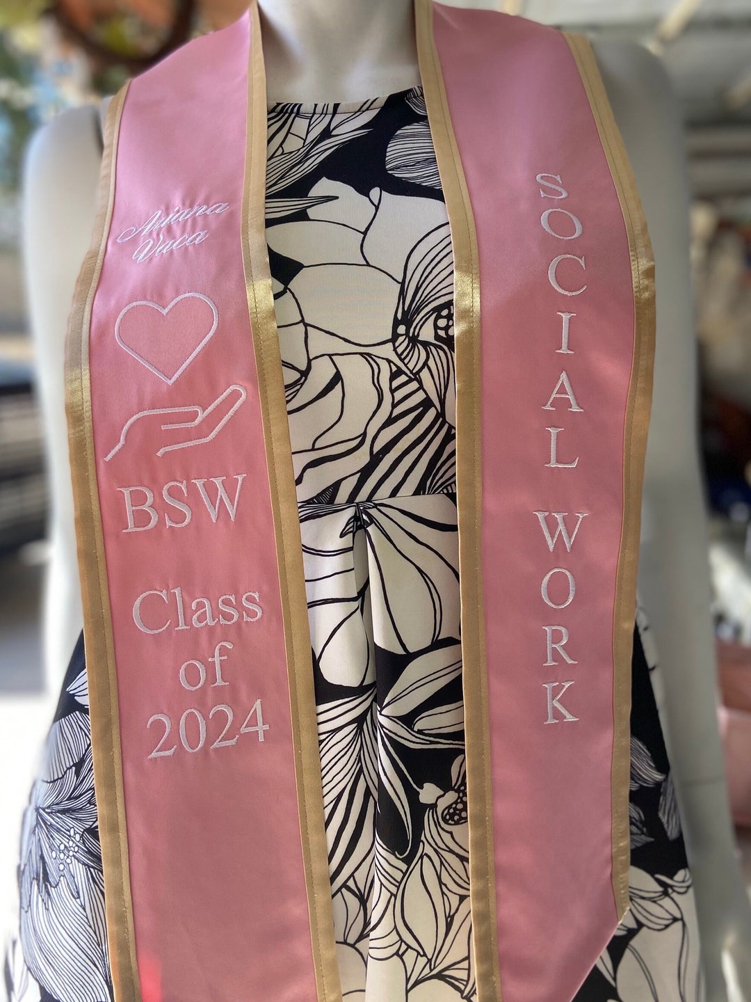 Social Work/bsw Personalized Embroidered Graduation Stole - Etsy