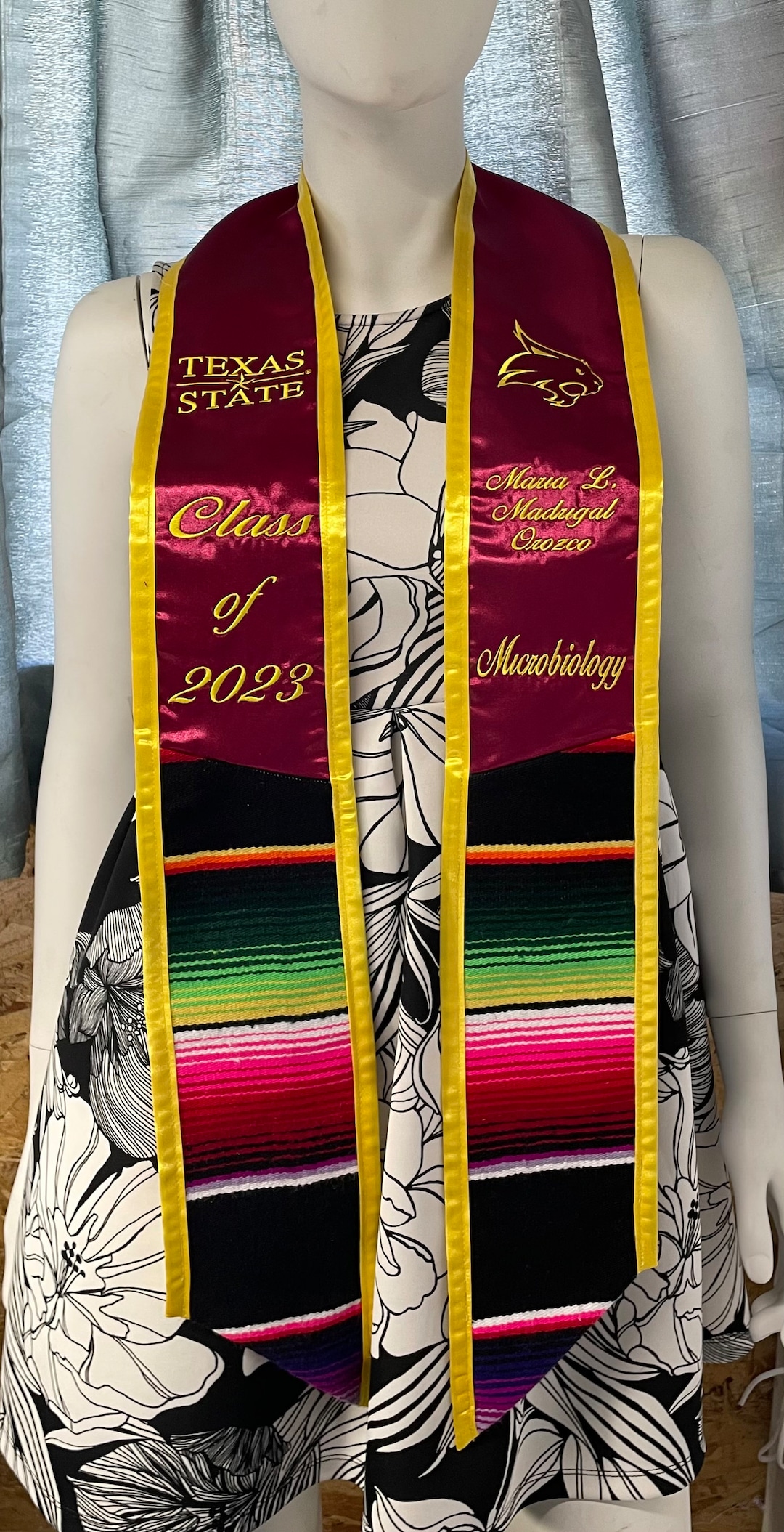 Texas State University Personalized Stole With Mexican Sarape Tip - Etsy
