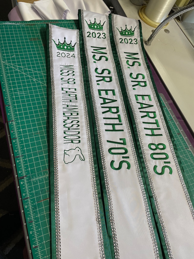 Pageant Sashes With Faux Silver Rhinestone’s /heavyweight Satin - Etsy