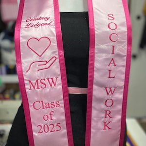 Social Work/msw Personalized Embroidered Graduation Stole - Etsy