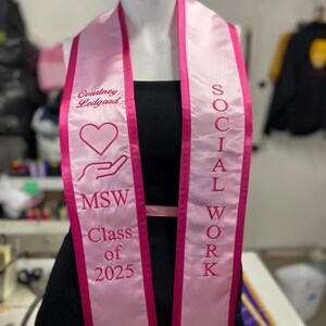 Social Work/msw Personalized Embroidered Graduation Stole - Etsy