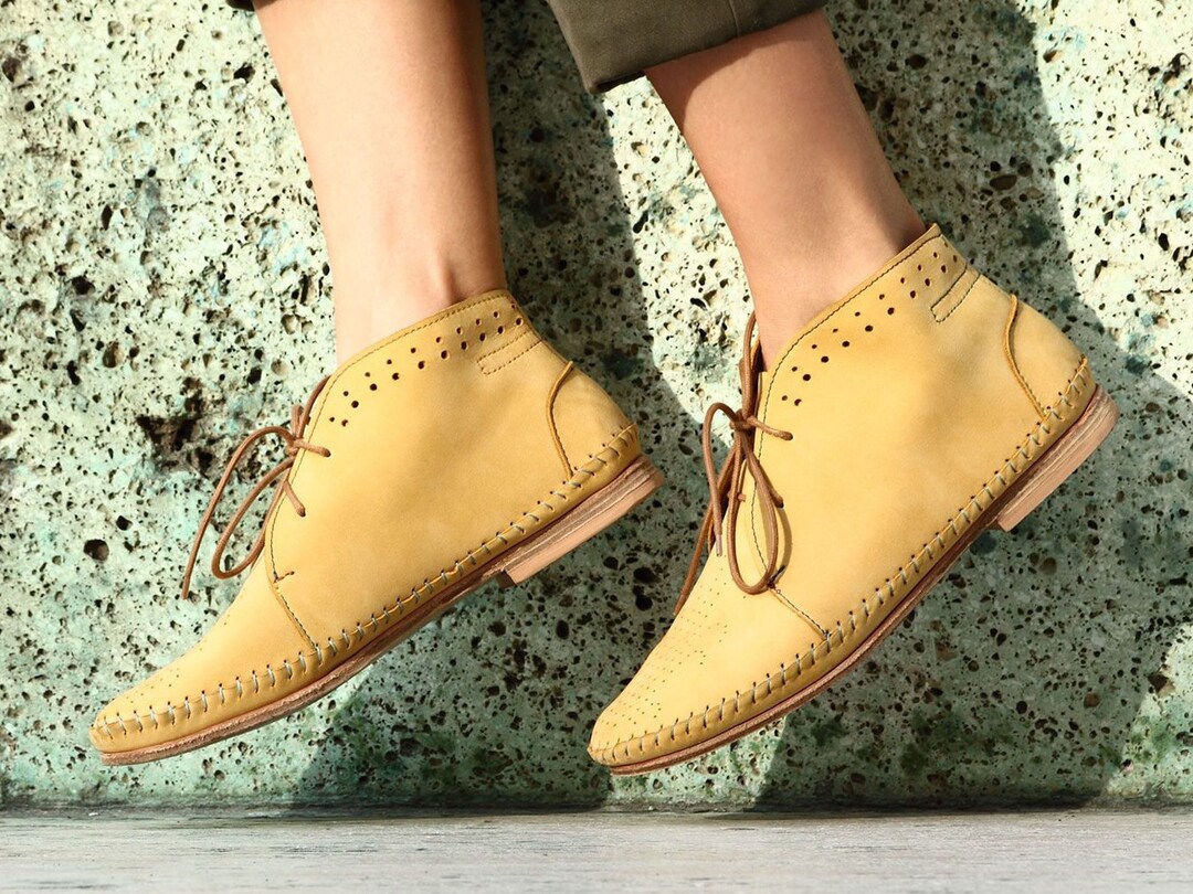Handmade Leather Moccasin Shoe Loafer Yellow - Etsy