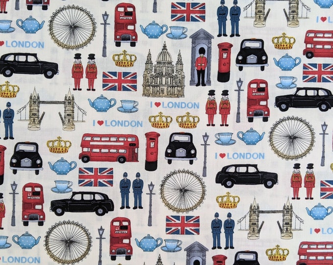 London 100% Cotton Fabric, Royal Family, Coronation, Fat Quarter, Half ...