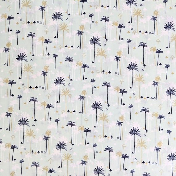 Palm trees tropical summer beach theme fabric gold | Etsy