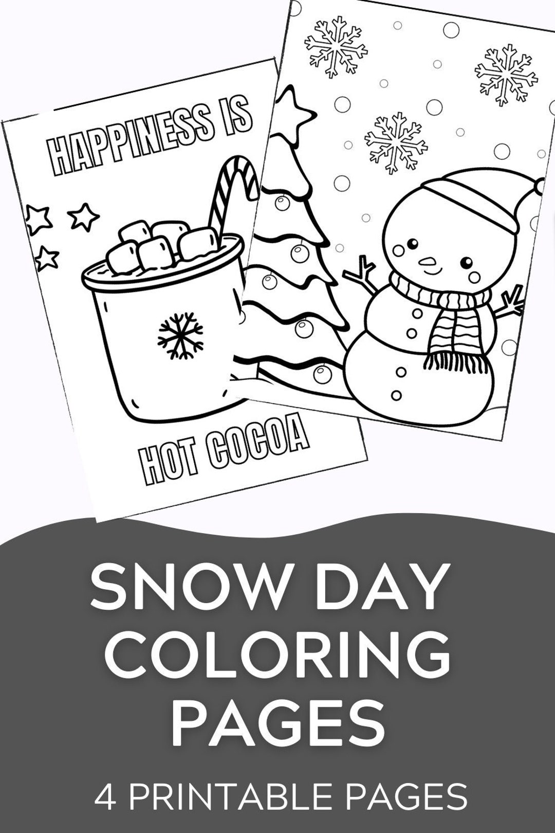 Snow Day Coloring Pages Winter Coloring Pages for Kids Instant Digital ...