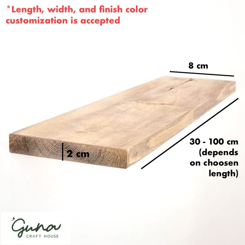 Rustic Floating Shelf 8 Cm Width Solid Pine Wood Handmade - Etsy