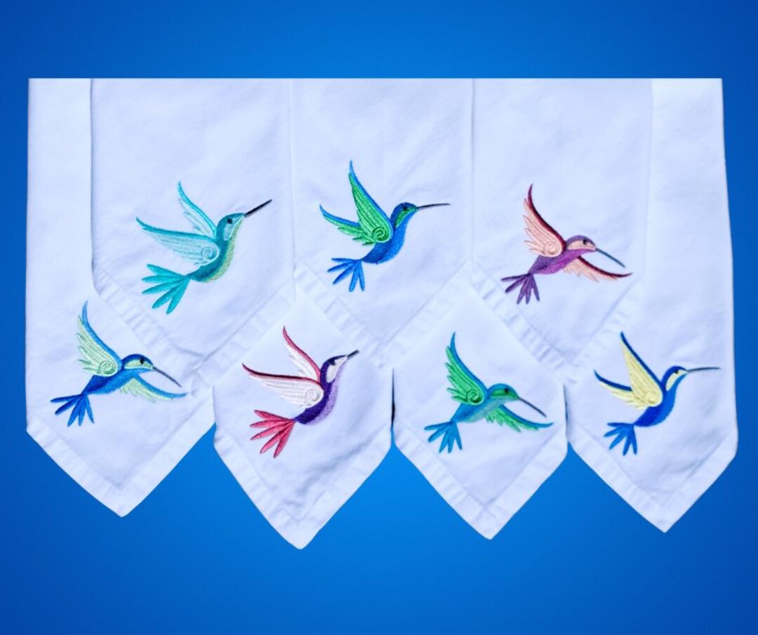 Hummingbird Embroidered Cloth Napkins - Etsy