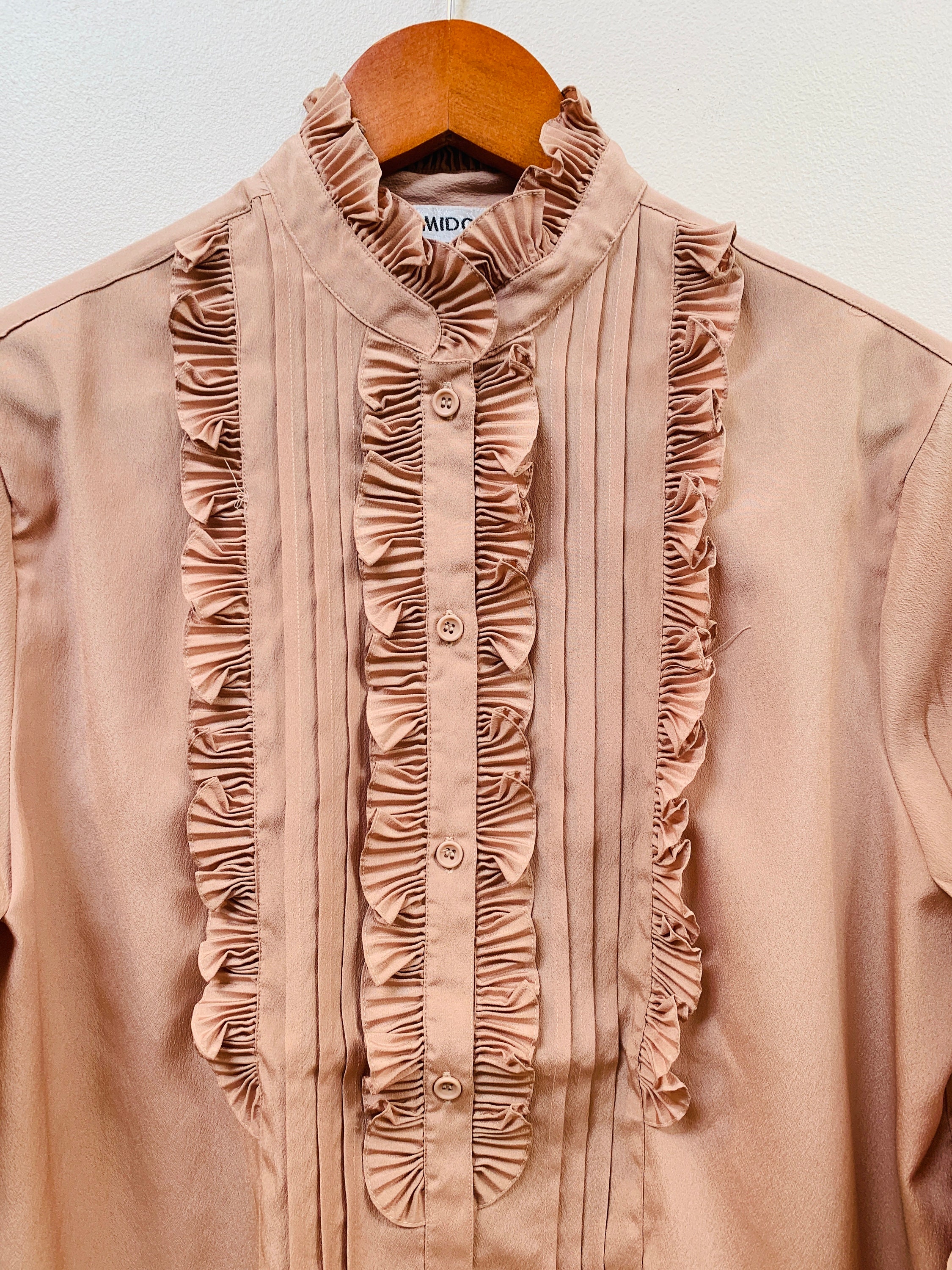 Vintage Blouse With Tuxedo Ruffled Neck Chest and Cuffs - Etsy