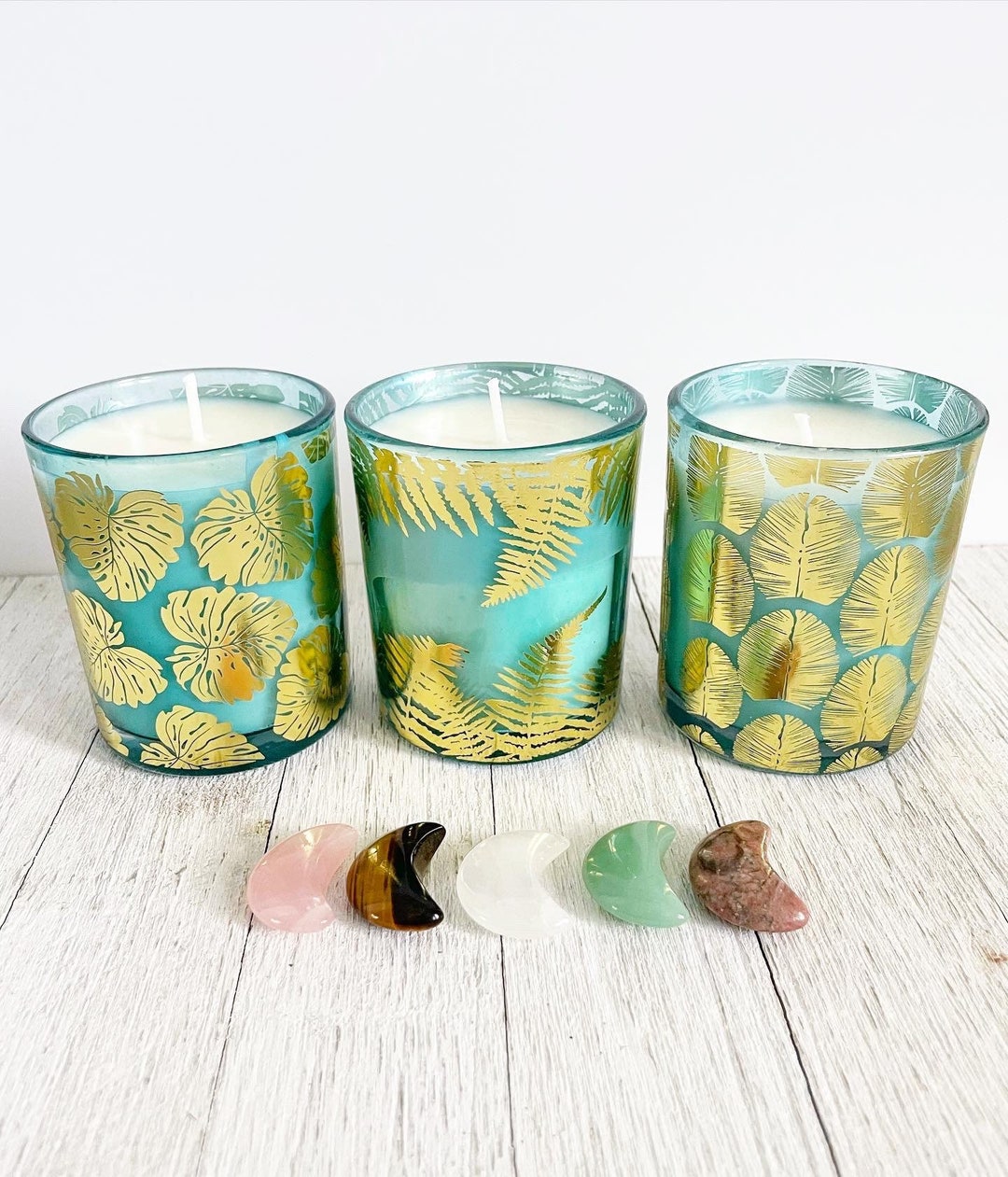 Mystery Crystal Moon Candle (tropical Gold Leaf) Energy Candle, Herbal ...