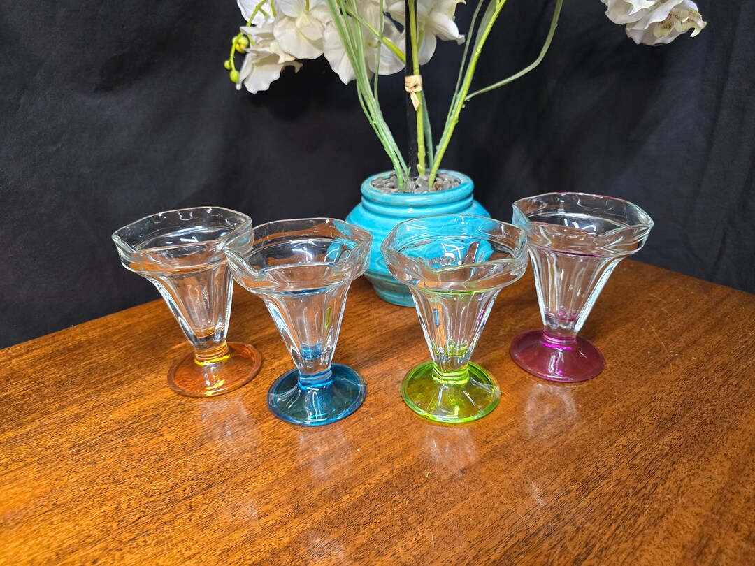 Vintage Libbey Colored Crisa Sundae Glass set of 4 - Etsy
