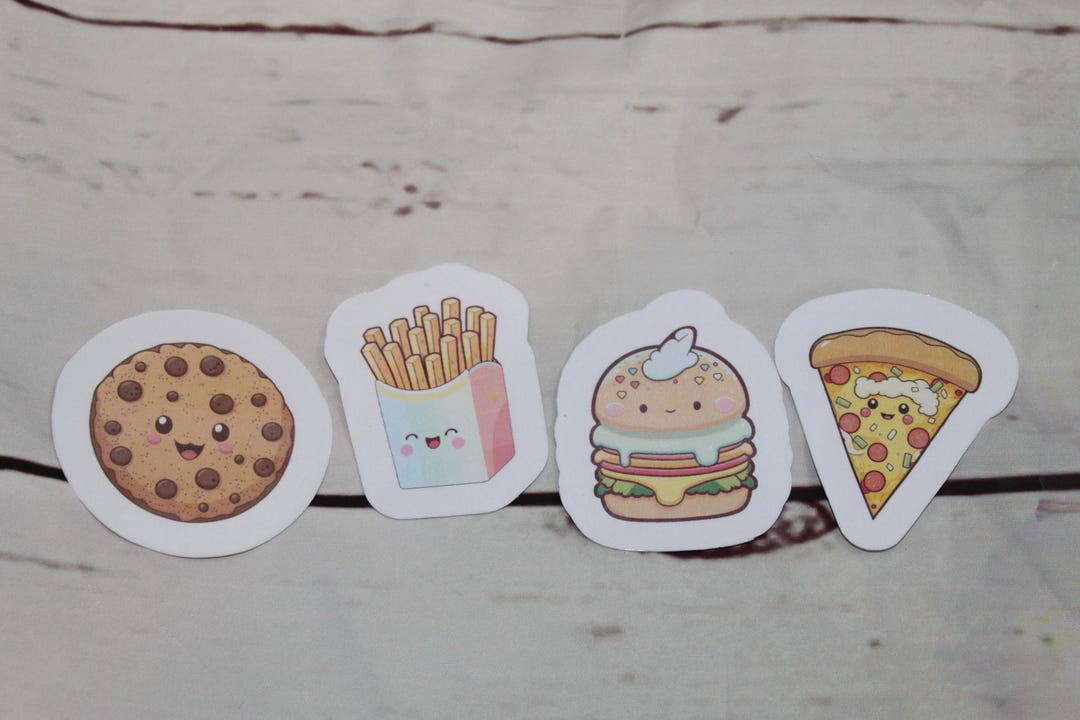 Kawaii Food Sticker Bundle Set Of4 Cute Fries Avocado & Milk Stickers ...