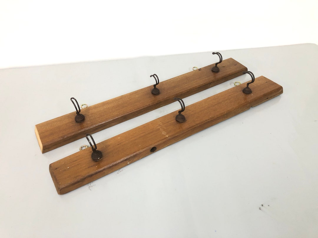 Turkish Craft Chestnut Wood Clothes Rack With 3 Hangers, 70s/80s, Türki ...