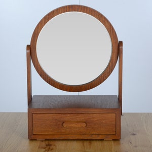 Round Dressing Mirror With Drawer, Hand-crafted Vanity Table Mirror - Etsy