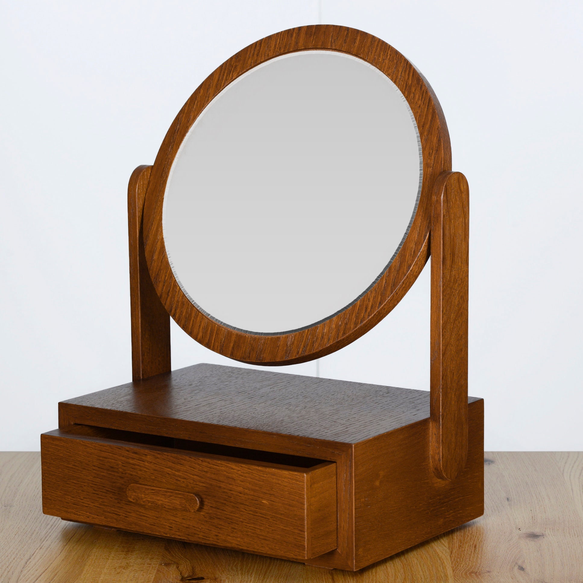 Round Dressing Mirror With Drawer, Hand-crafted Vanity Table Mirror - Etsy