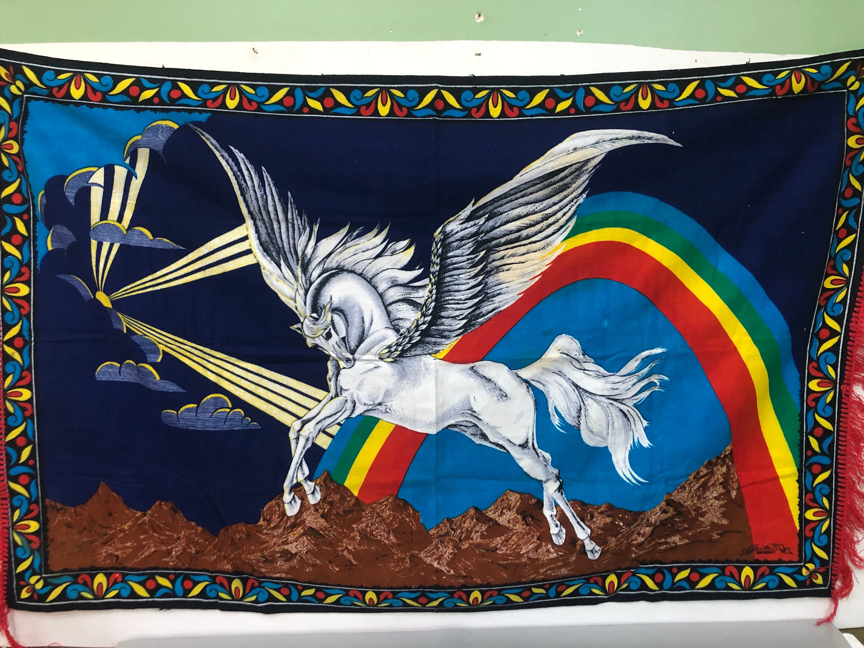 Pegasus Theme Turkish Collectible Wall Rug 134 X 86 Cm - Etsy