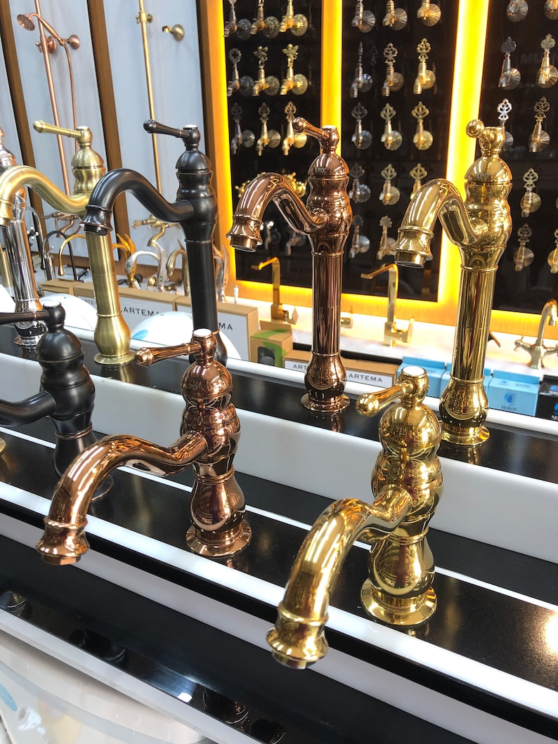 Royal Rose Finish Brass Short Lavatory Faucet - Etsy