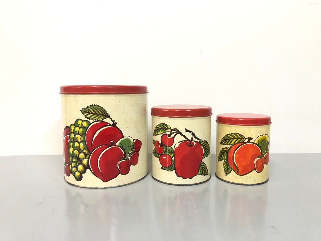 Set of 3 Cylindrical Kitchen Storage Containers by Ballonoff, 60s/70s ...