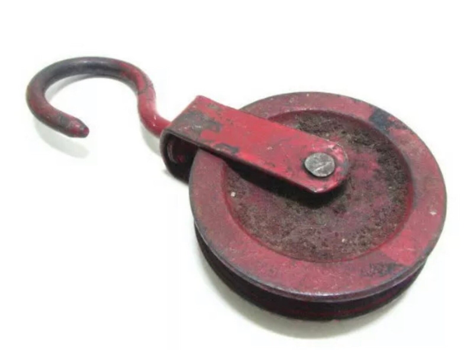 Red Iron Industrial Hook Pulley - Etsy