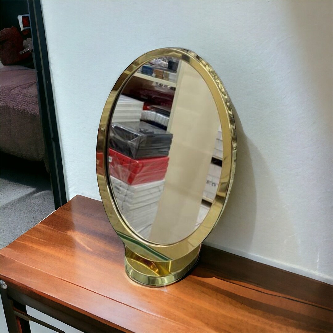 Oval Brass Vanity Table Mirror, Made to Order - Etsy