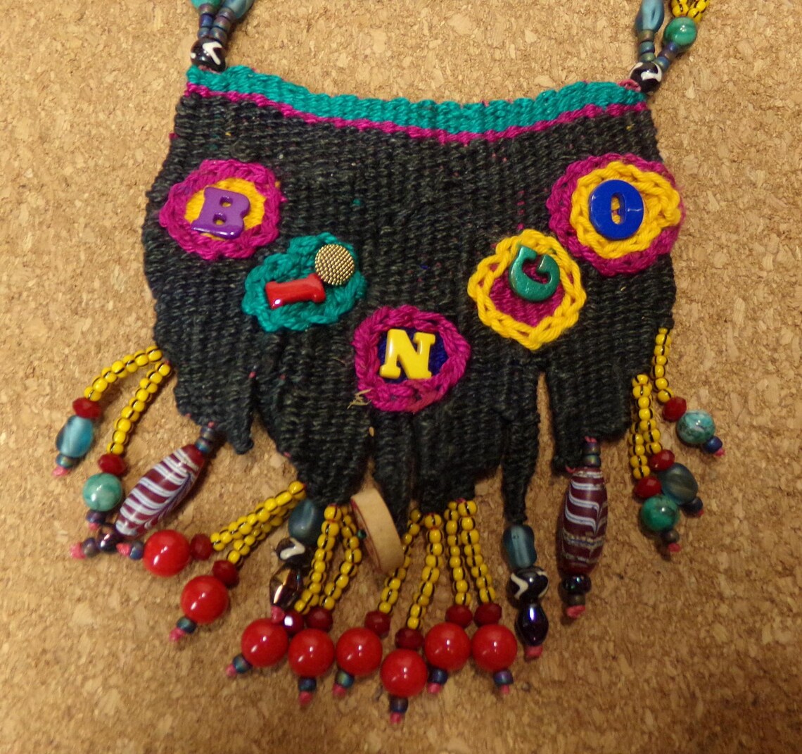 Hand Woven Fiber Art bingo Tapestry PENDANT NECKLACE 24 Zj18 - Etsy
