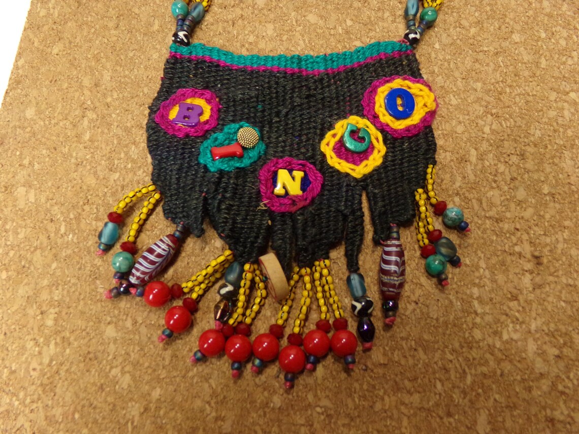 Hand Woven Fiber Art bingo Tapestry PENDANT NECKLACE 24 Zj18 - Etsy