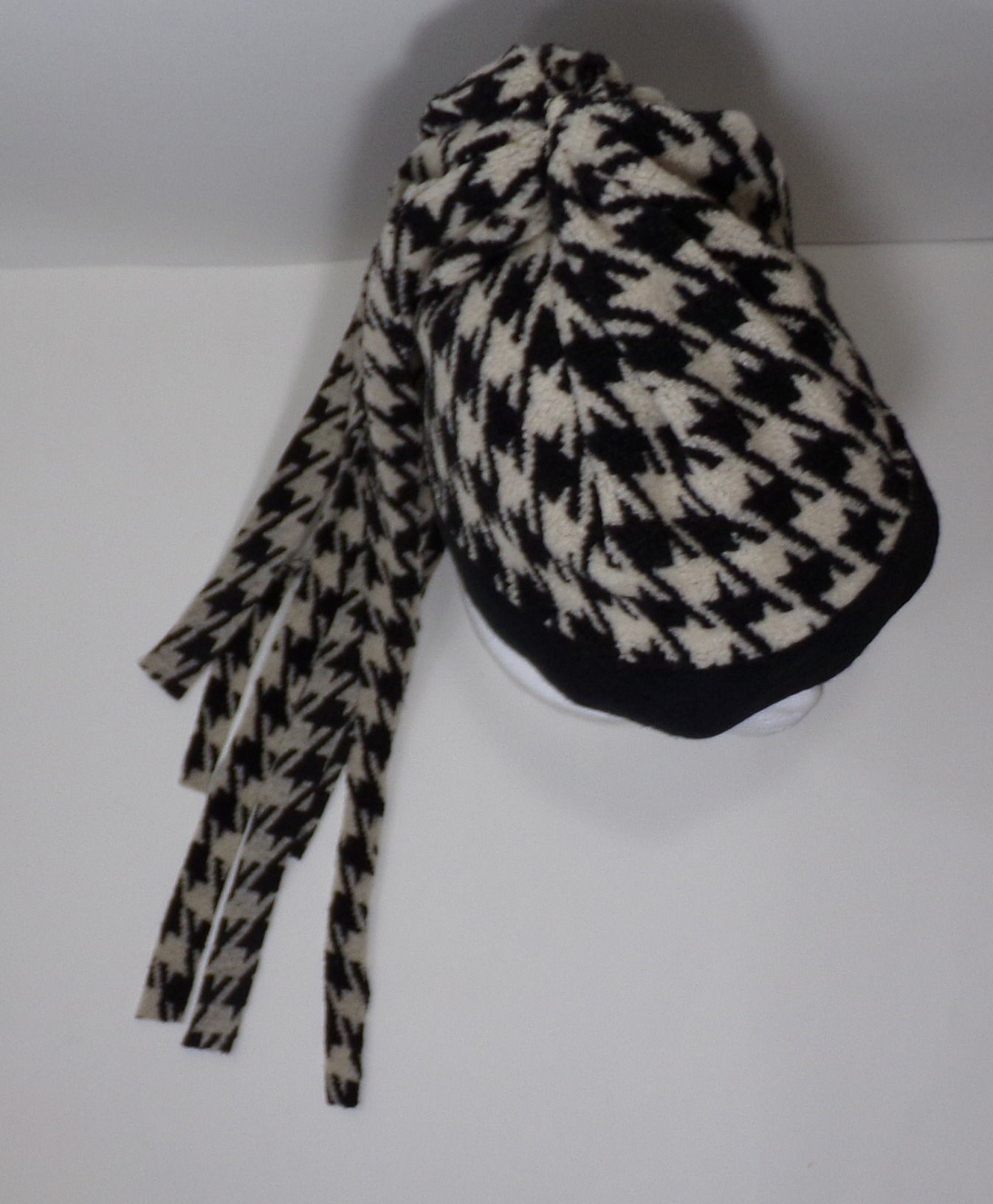 Black / White Berber FLEECE FRINGE HAT Stretchy, Fits All Women's, Men ...