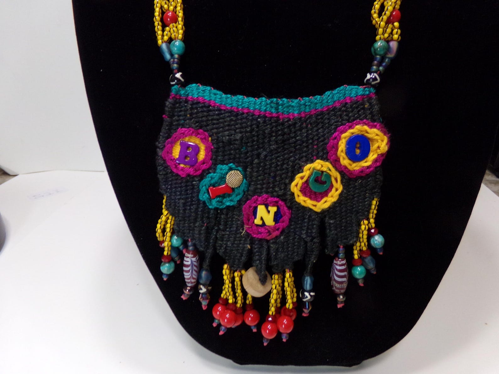 Hand Woven Fiber Art bingo Tapestry PENDANT NECKLACE 24 Zj18 - Etsy