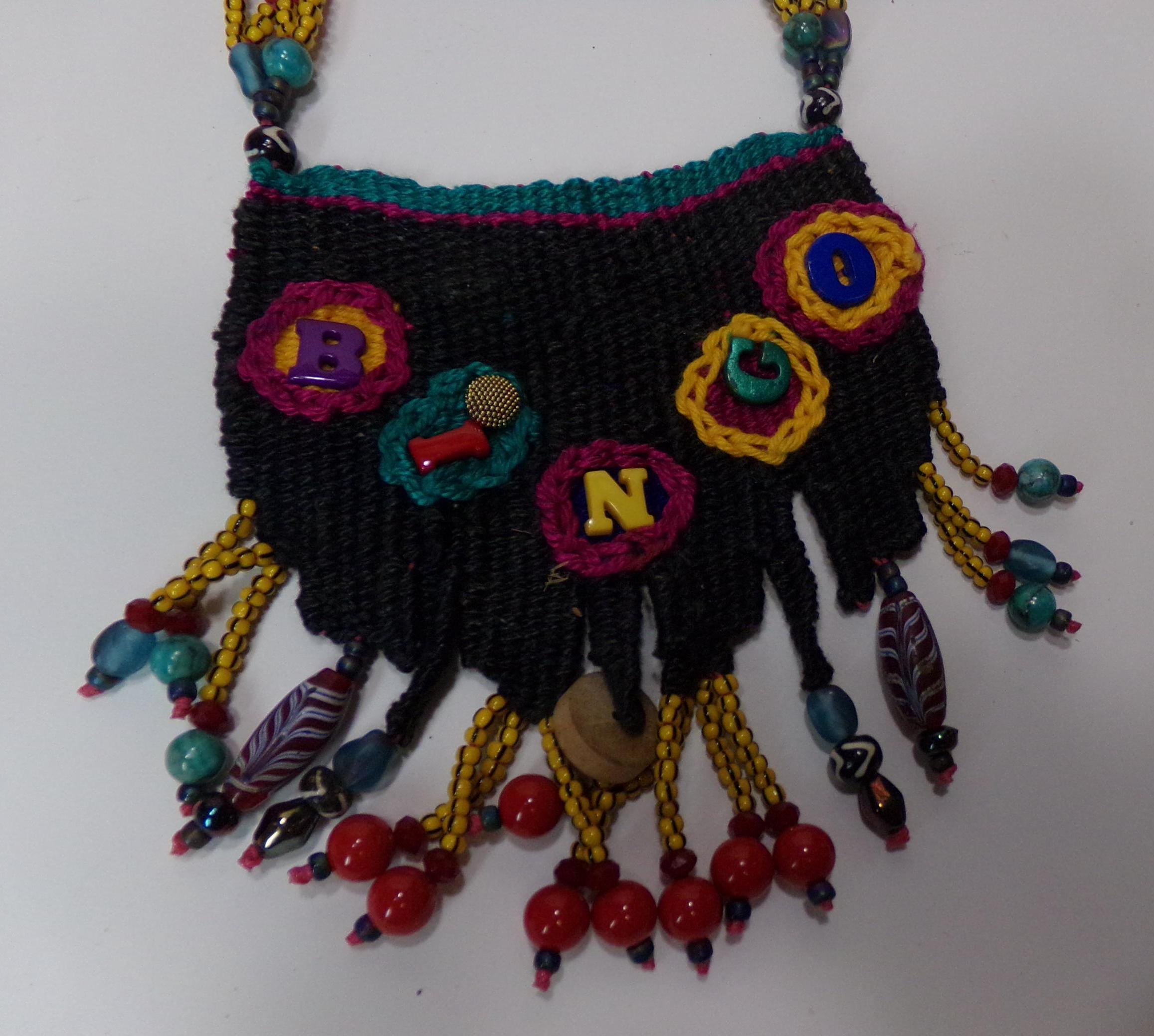 Hand Woven Fiber Art bingo Tapestry PENDANT NECKLACE 24 Zj18 - Etsy