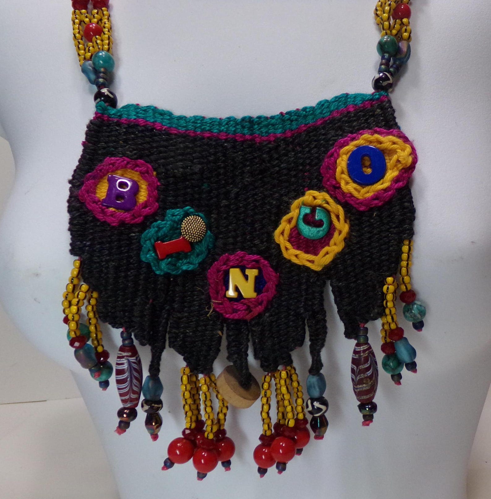 Hand Woven Fiber Art bingo Tapestry PENDANT NECKLACE 24 Zj18 - Etsy