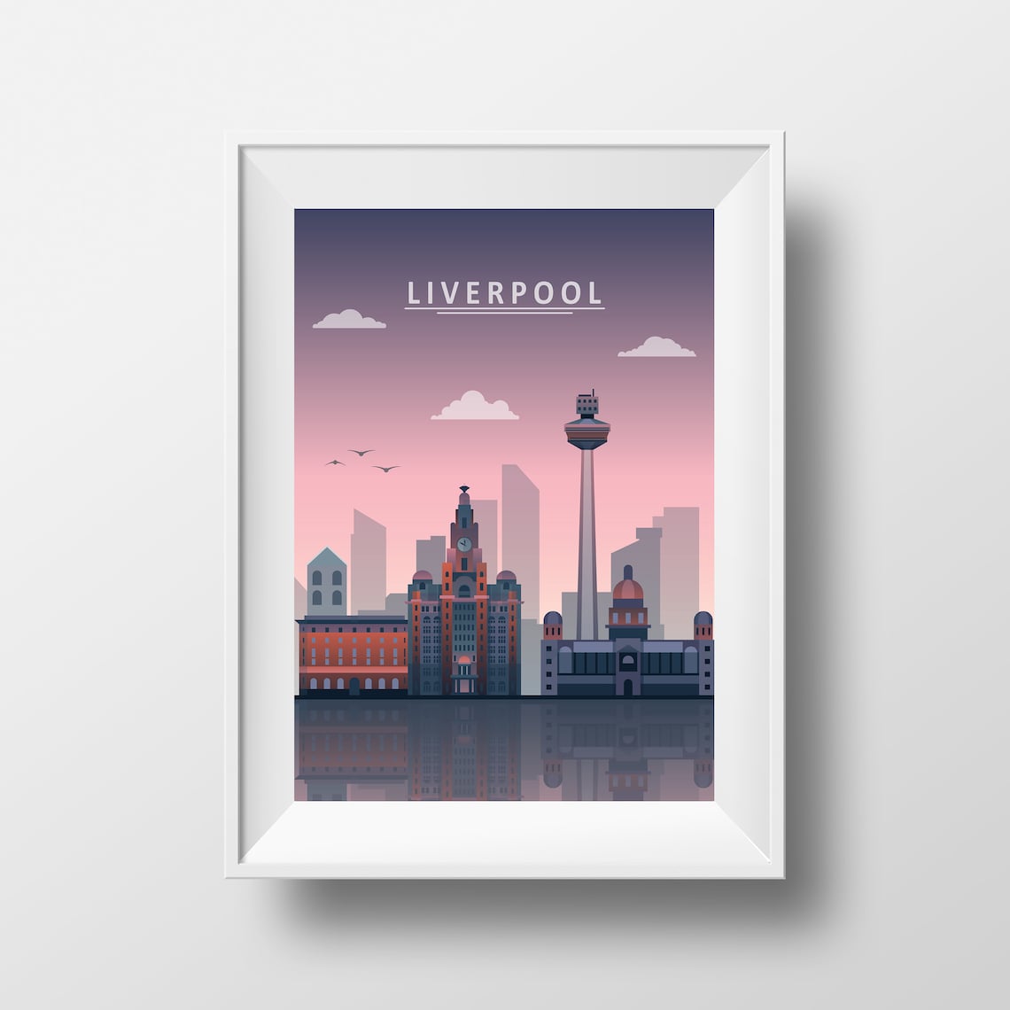 Liverpool Skyline Print in A4 A3 A2 or A1 Size. Free | Etsy UK