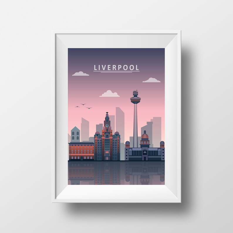 Liverpool Skyline Print in A4 A3 A2 or A1 Size. Free - Etsy UK