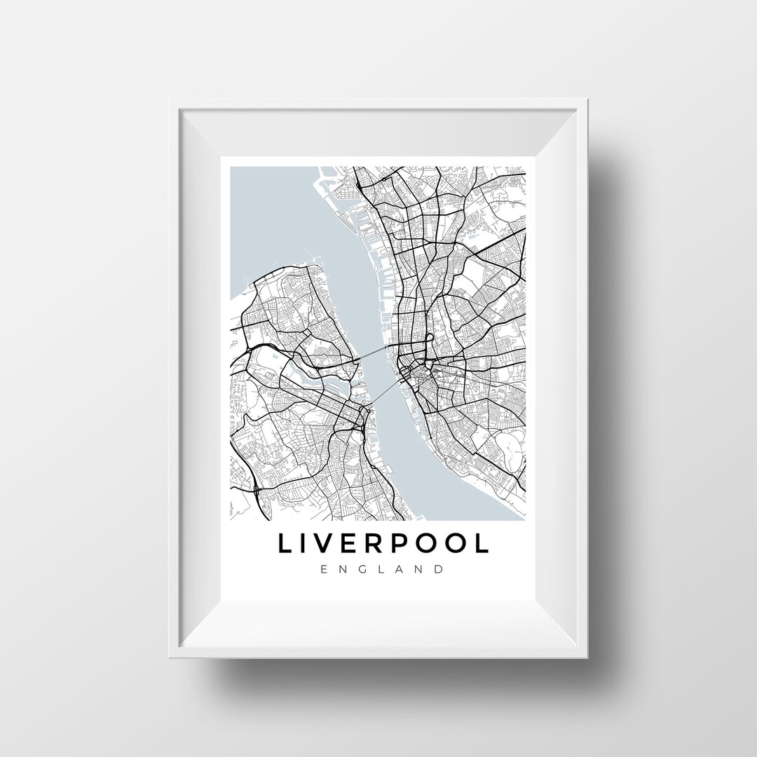 Navy Grey and Black Liverpool Map Print Druck in A4 A3 A2 - Etsy.de