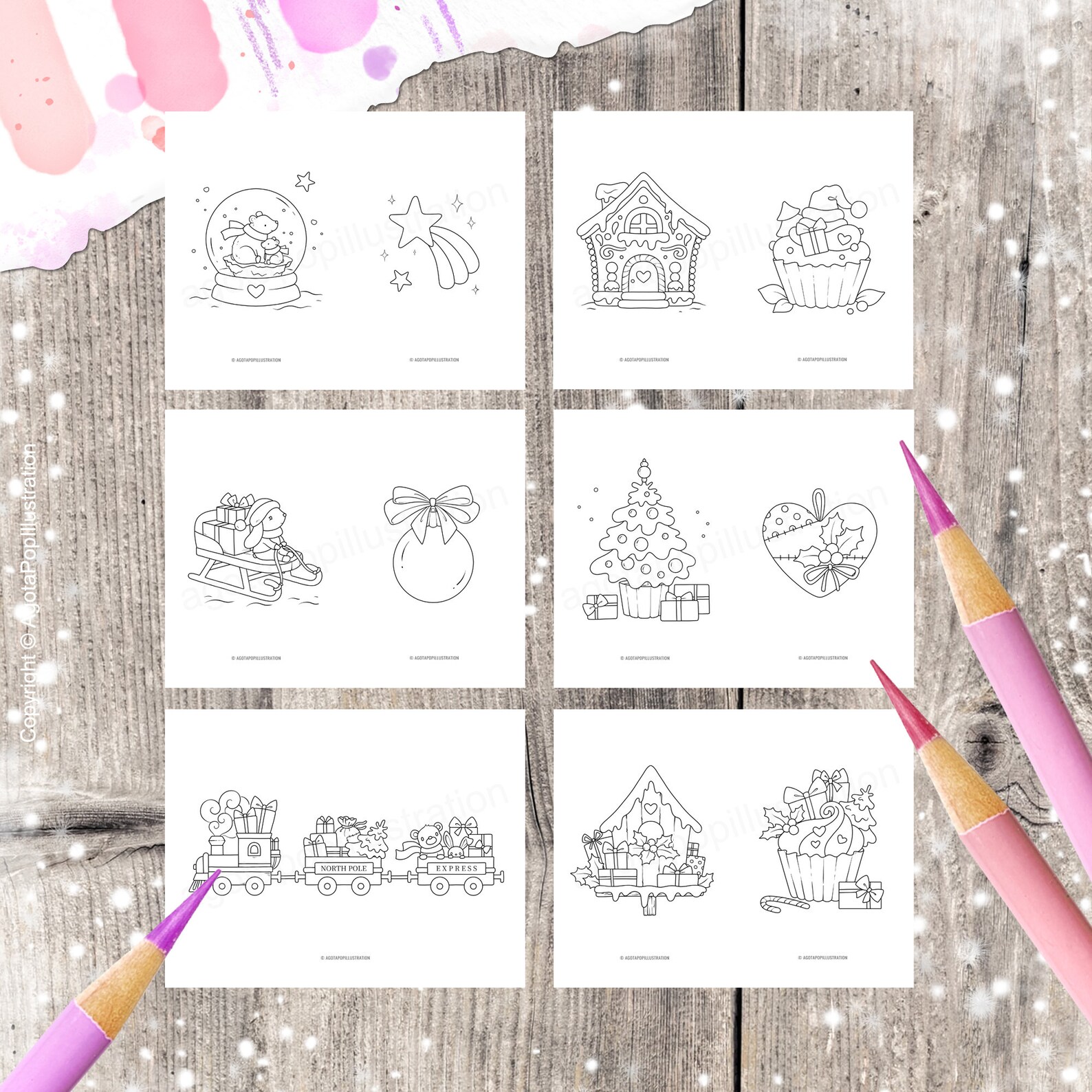 Christmas Countdown Coloring Pages: 24 Large Illustrations (printable ...